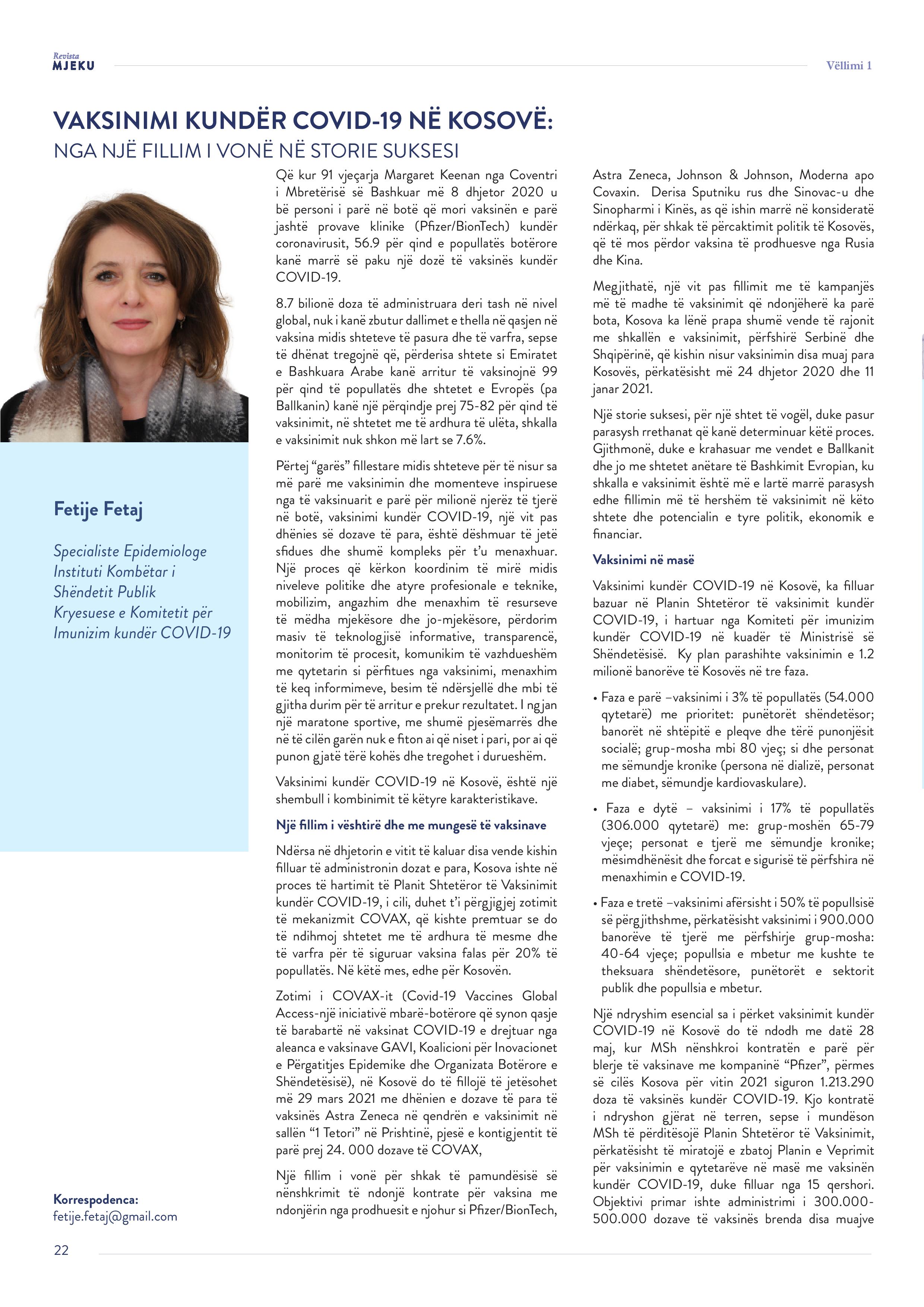 Dr. Fetije Fetaj dhe Dr. Faik Hoti - Vaksinimi kundër Covid- 19 në ...