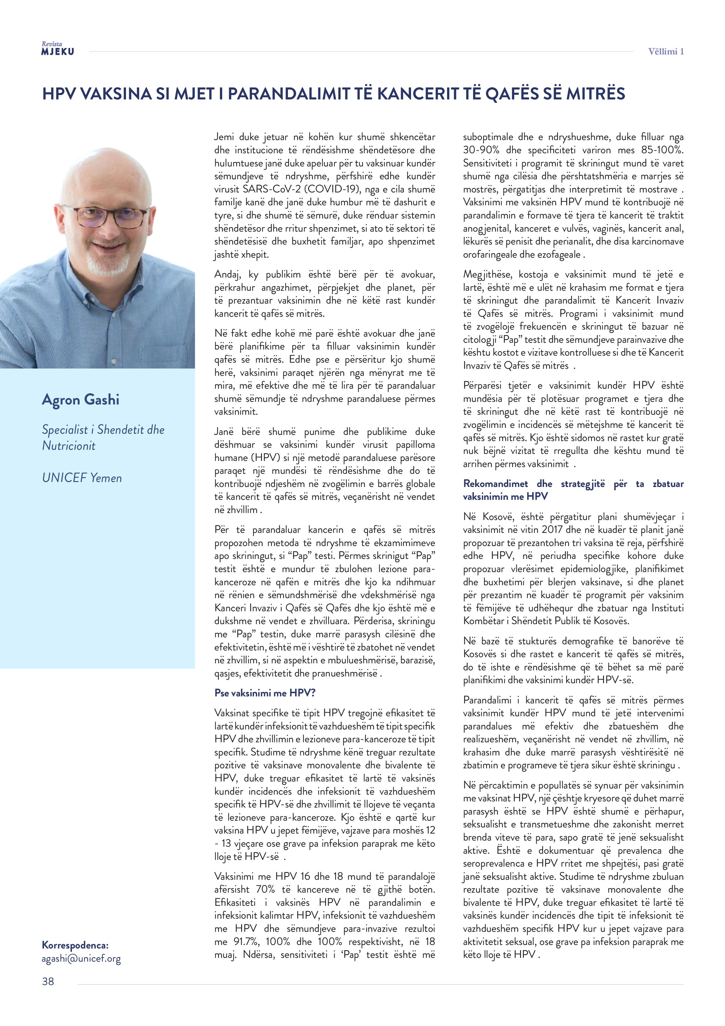 Dr. AGRON GASHI DHE Prof. Ass. Dr. VLORA ISMAILI- JAHA- HPV VAKSINA SI ...