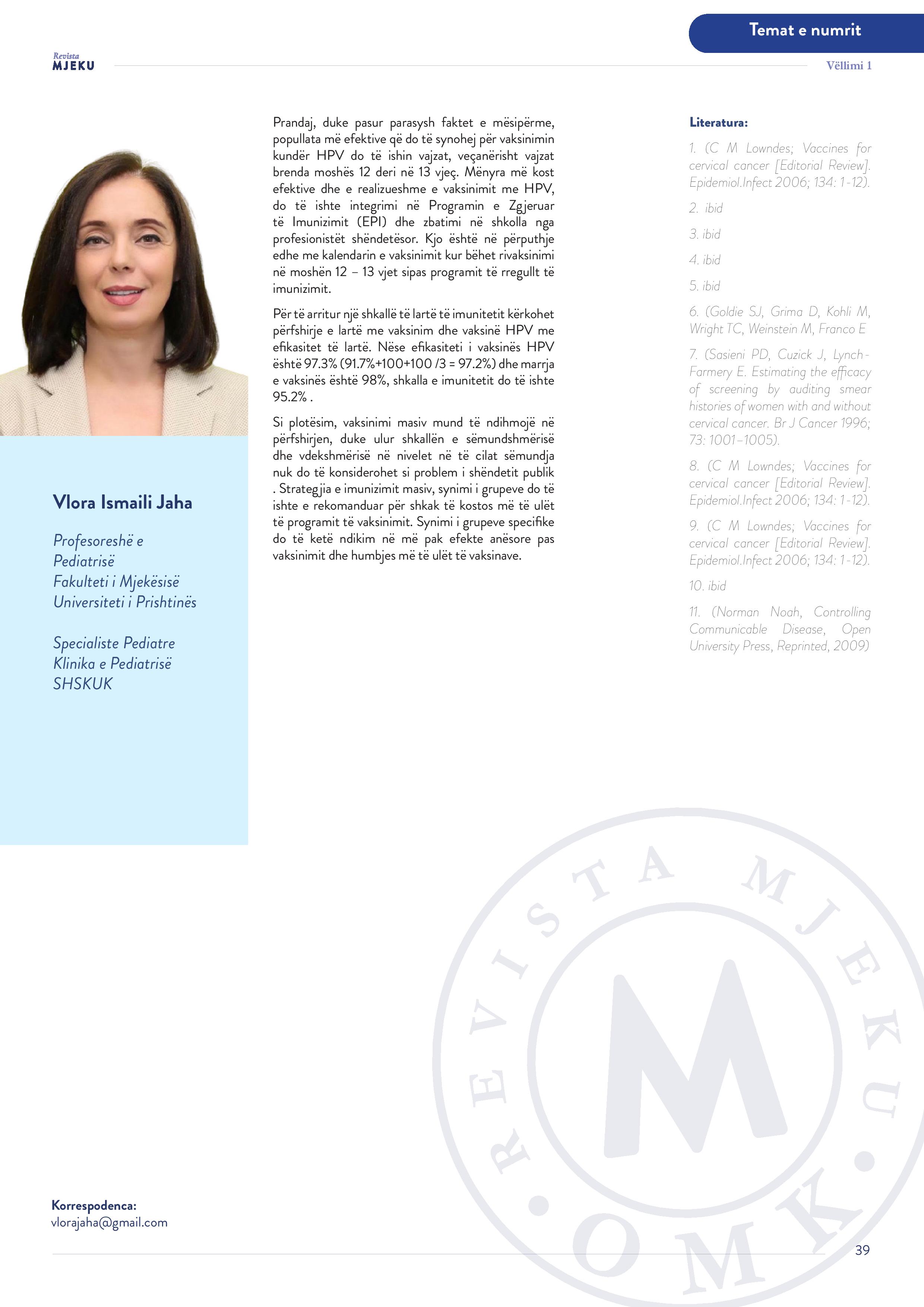 Dr. AGRON GASHI DHE Prof. Ass. Dr. VLORA ISMAILI- JAHA- HPV VAKSINA SI ...