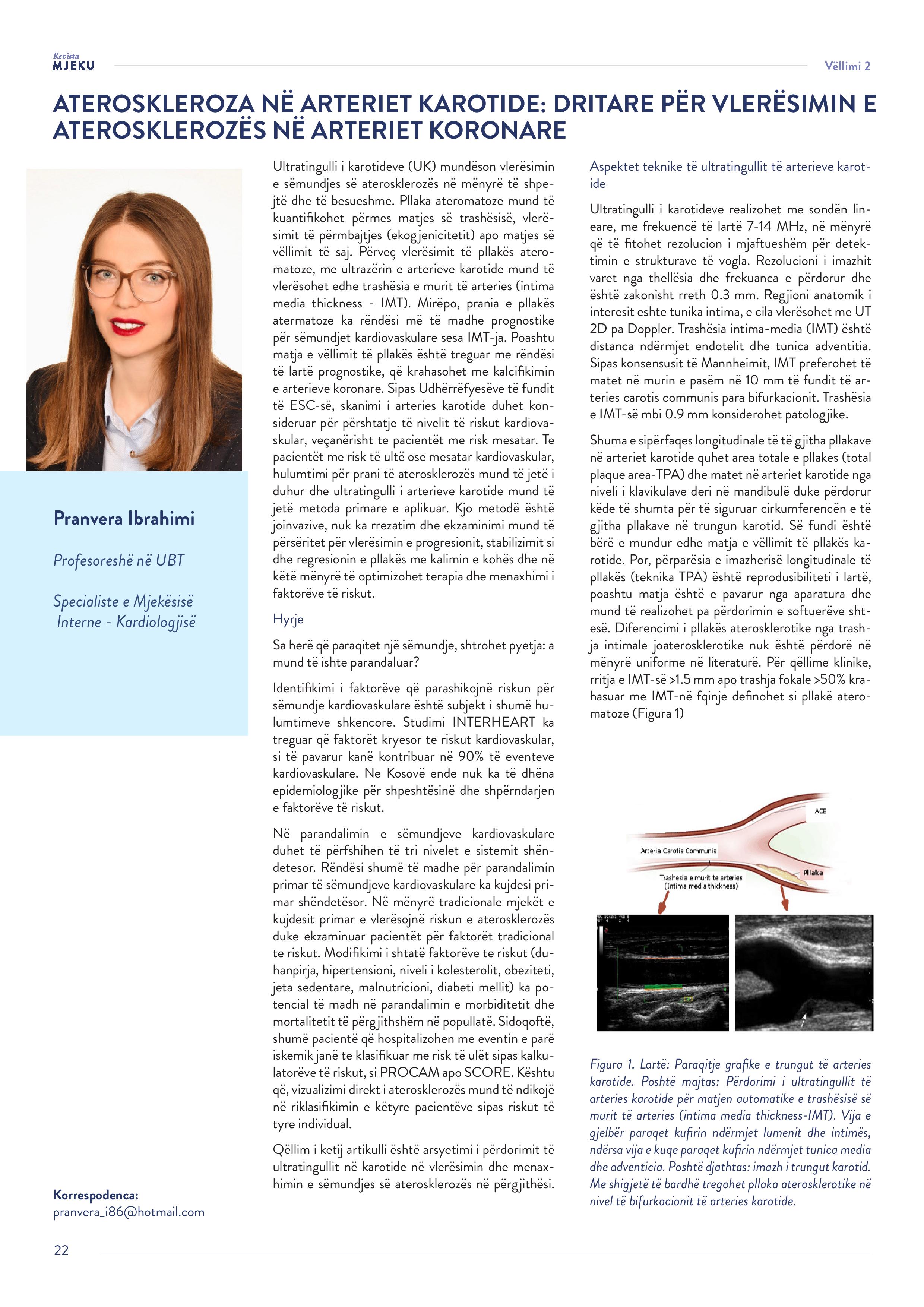 Prof. Ass. Dr. Pranvera Ibrahimi- ATEROSKLEROZA NË ARTERIET KAROTIDE ...