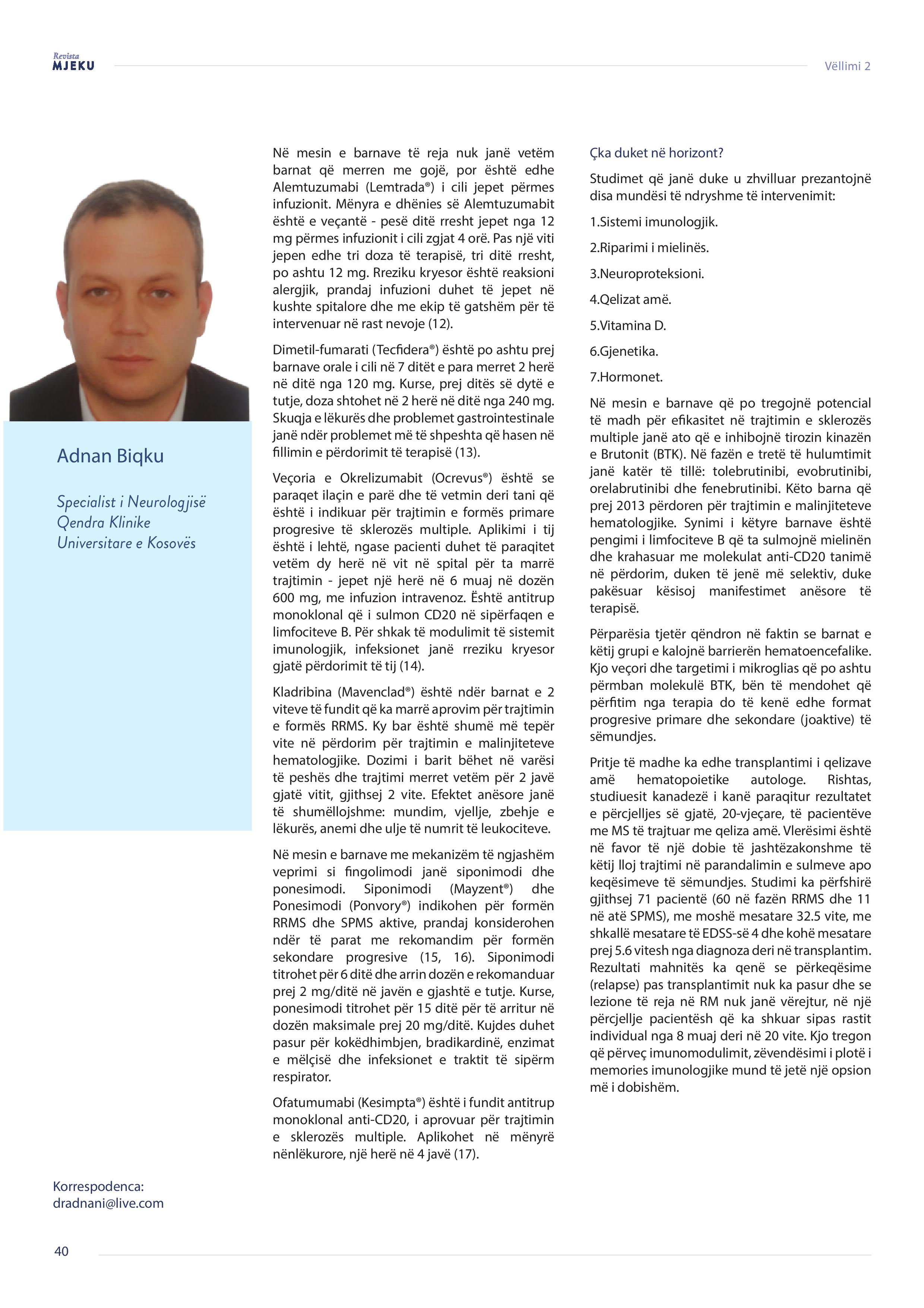 Dr. Edmond Komoni dhe Dr. Adnan Biqku – MUNDËSITË E REJA NË LUFTIMIN E ...