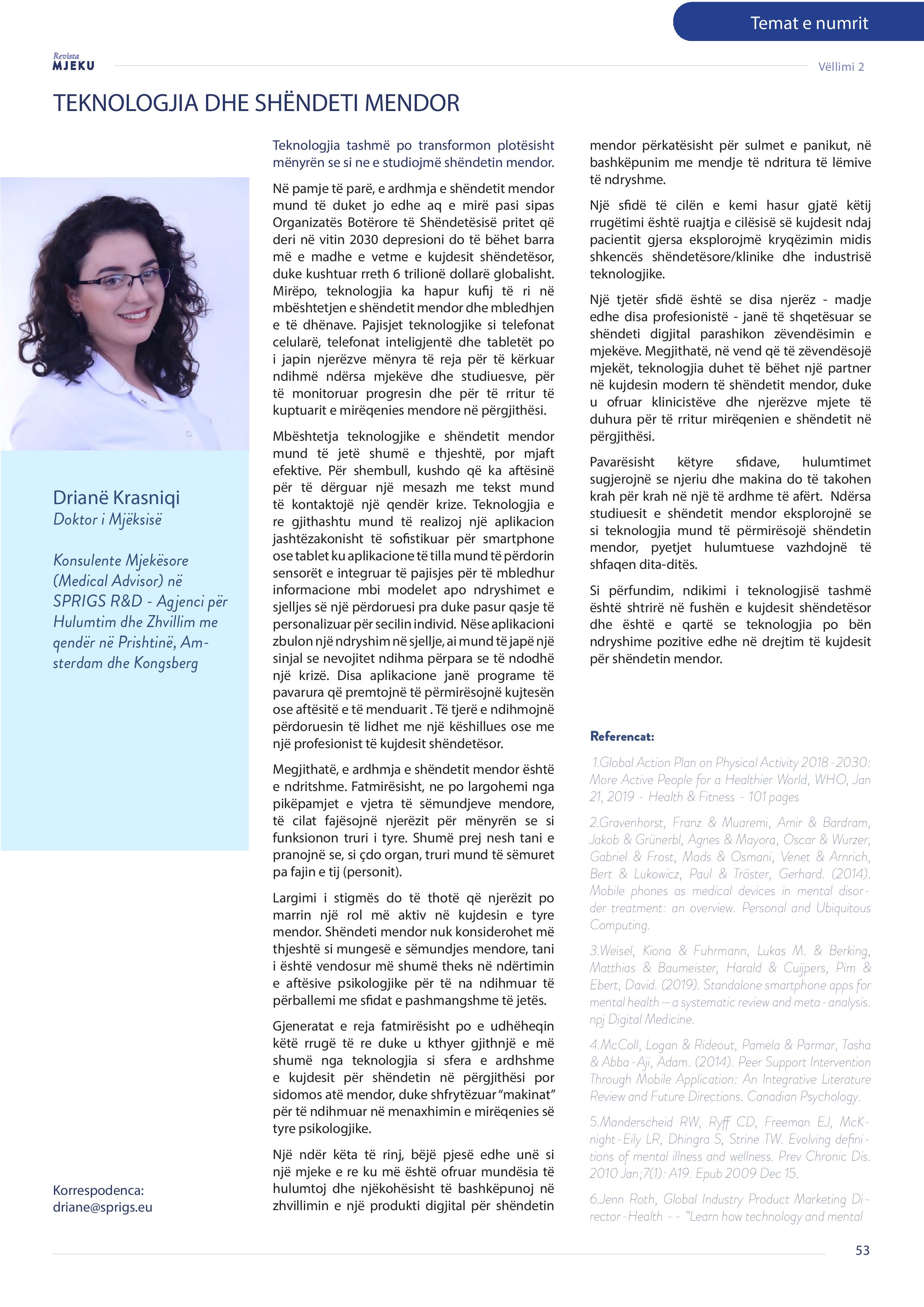 Dr. Drianë Krasniqi – TEKNOLOGJIA DHE SHËNDETI MENDOR - Oda e Mjekëve ...